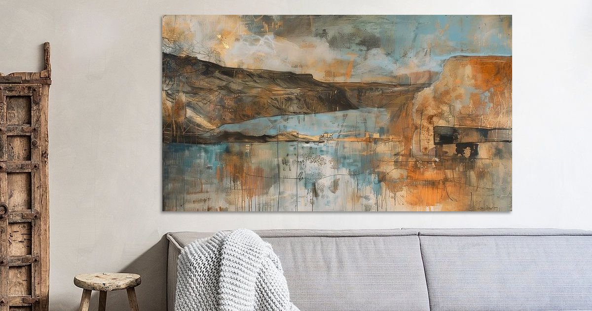 Abstract landschap in aardetinten van Studio Allee op canvas, behang en meer
